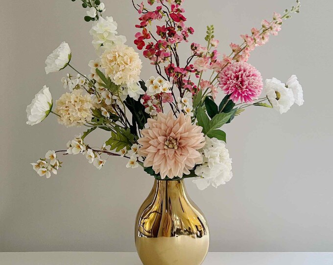 Faux Flower Arrangement, Spring Flower Arrangement, Artificial Flowers ...