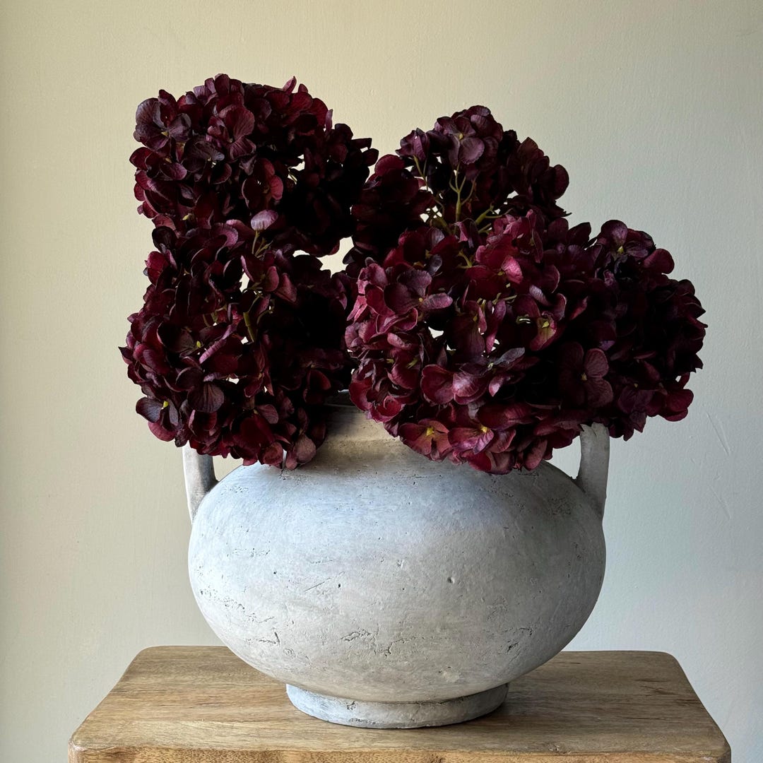 Autumn Burgandy Faux Hydrangeas, Artificial Hydrangeas, Faux Flowers ...