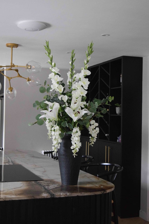 Tall Lily and Gladiolus Faux Flower Arrangement Artificial Flowers Flowers and Vase Home Decor Artificial Flora Floral Display Etsy UK