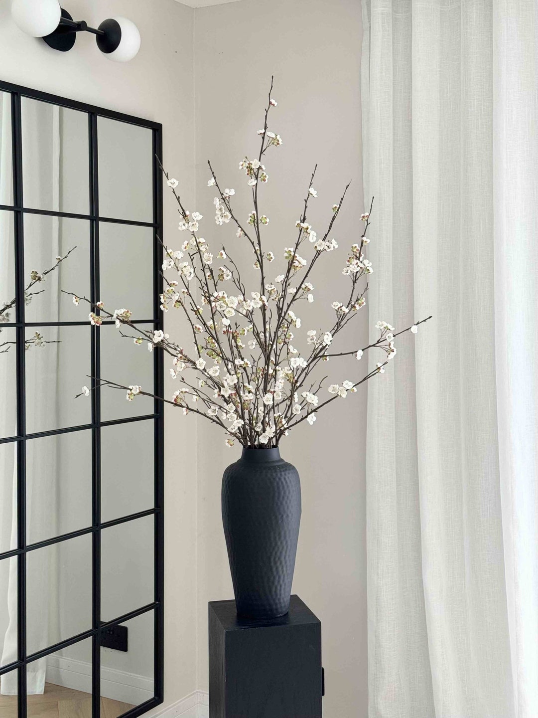 130cm Tall White Cherry Blossoms, Faux Blossoms, Artificial Blossoms ...