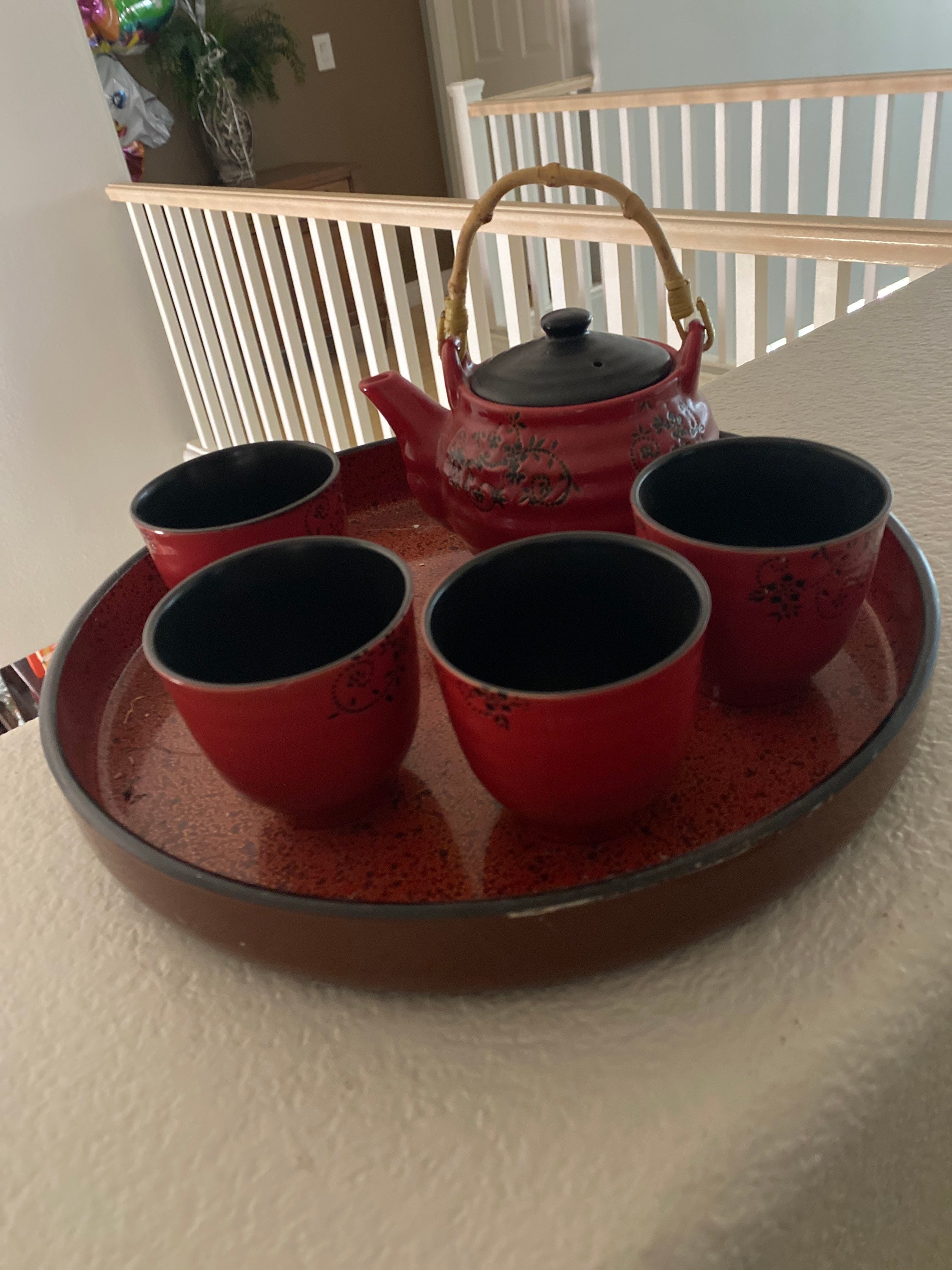 Vintage tea set Cute Teapot Asian teapot 4 cups hand | Etsy