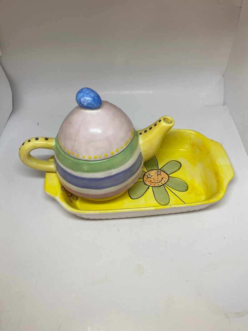 Vintage Cute Teapot, Pastel Colors Teapot and Serving Tray Set China - Etsy