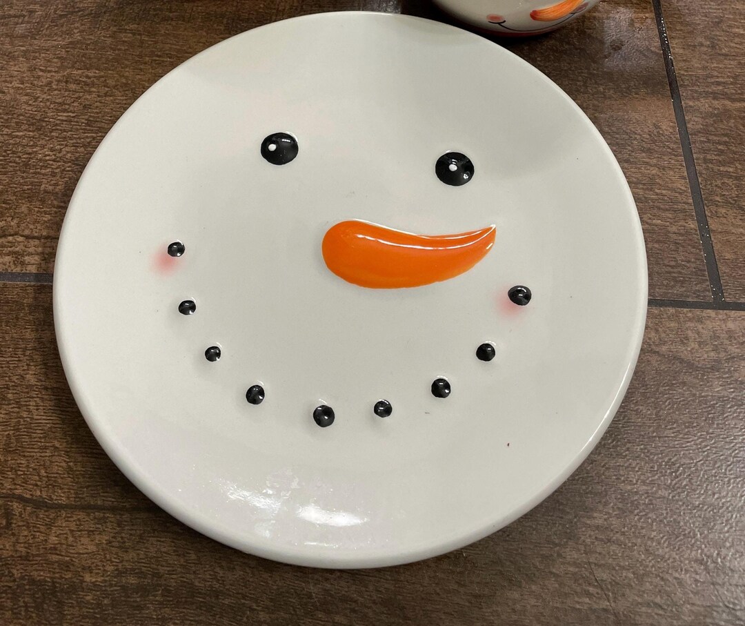 Vintage Snowman Appetizer Plate - Etsy