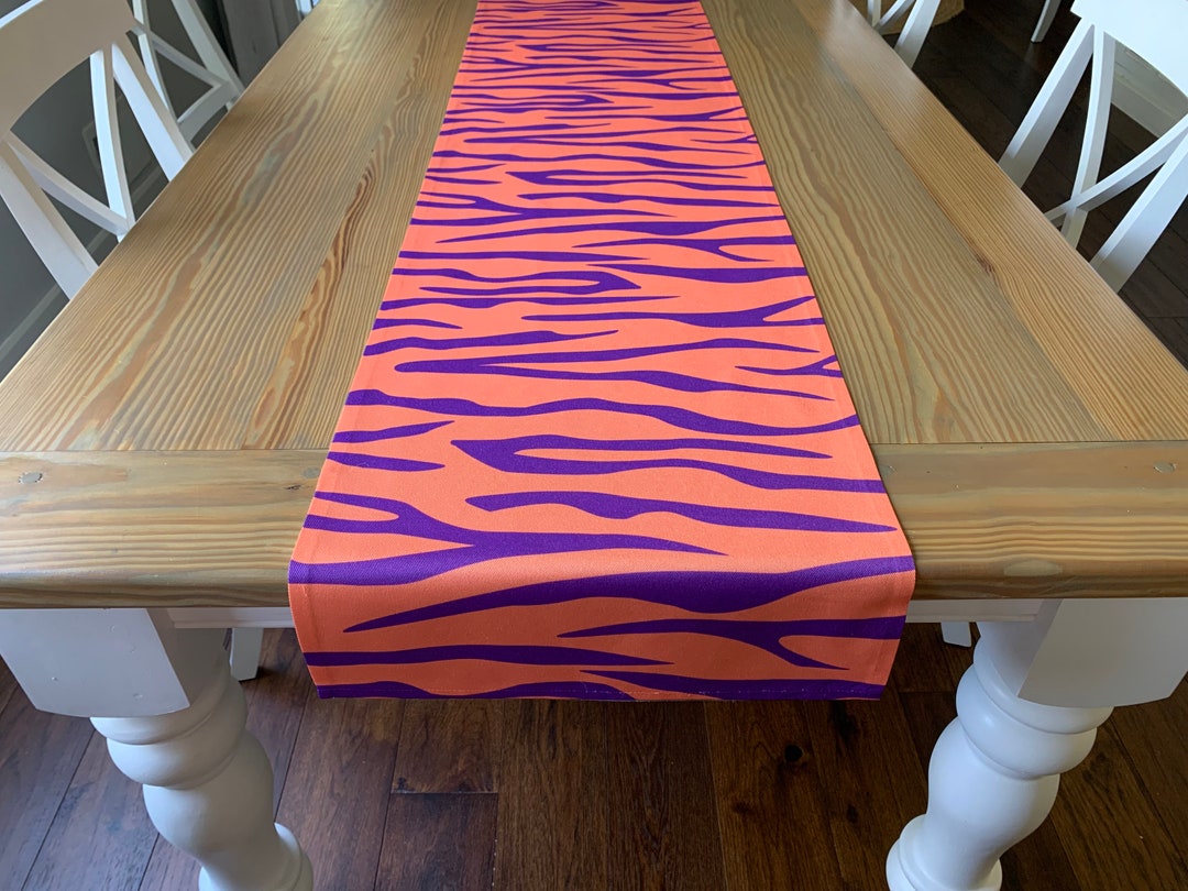 Tiger Striped Table Runner, Orange and Purple Tiger Stripes, Tailgate ...