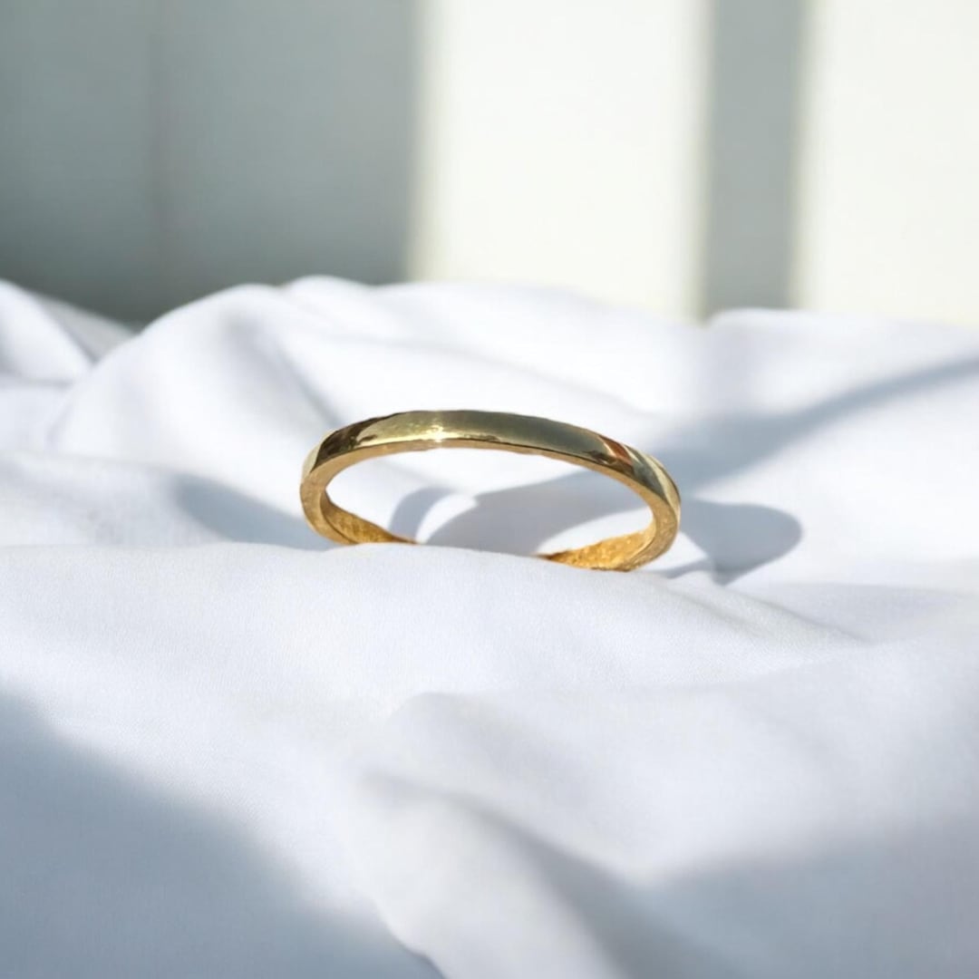 14k Gold Simple Wedding Band Ring, Thin Gold Ring, Simple Plain Gold ...