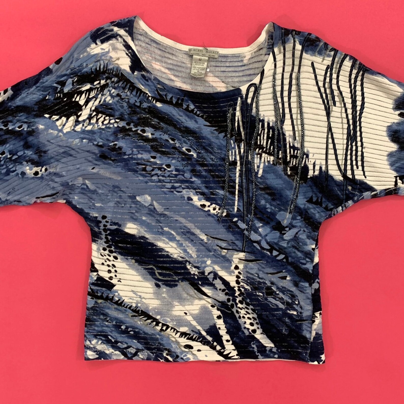 Y2K Top Abstract Pattern Blue and White Beaded | Etsy