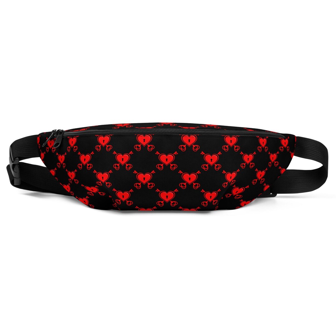 Heart Waist Bag - Black and Red Fanny Pack, Adjustable Strap, Water ...