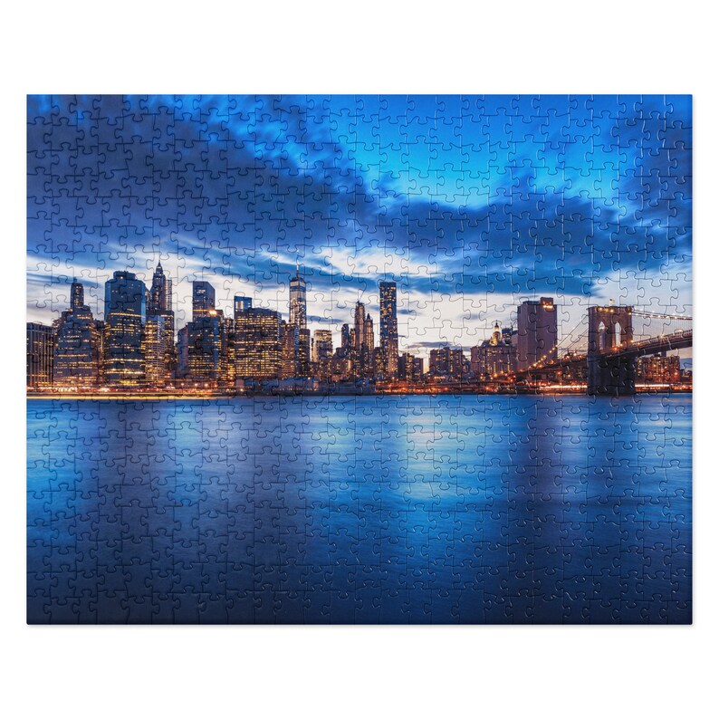 NYC Night Skyline Jigsaw Puzzle - 252 or 520 Pieces, Vibrant Wall Art ...