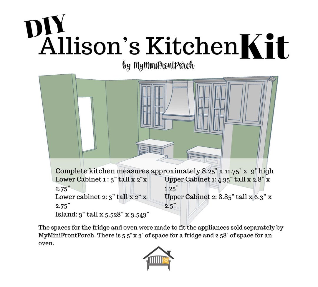Dollhouse Miniature Allison Kitchen Kit, Ready-to-paint - Etsy