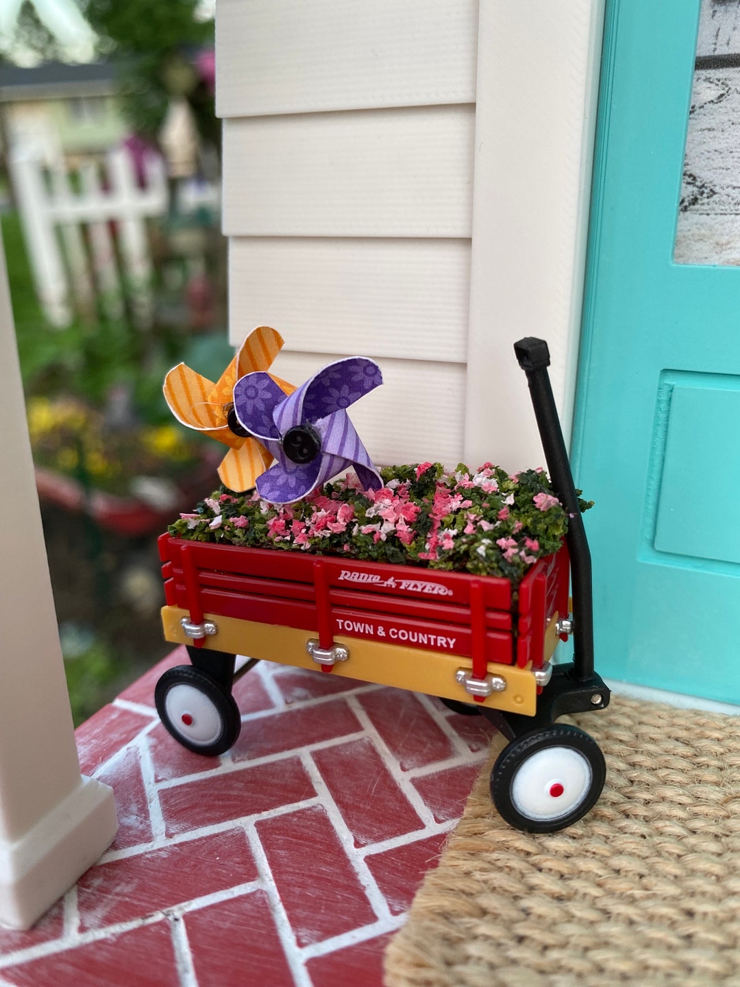 Dollhouse Miniatures Wagon Planter With Pinwheels - Etsy