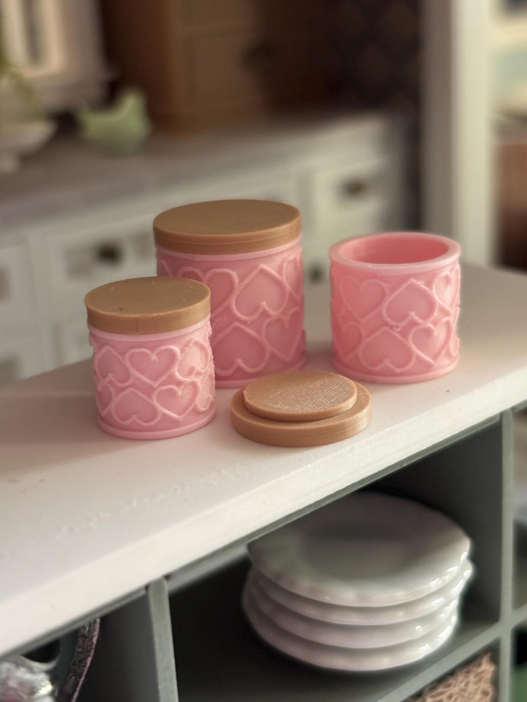 Dollhouse Miniature Kitchen Canisters, Hearts, Flour, Sugar - Etsy