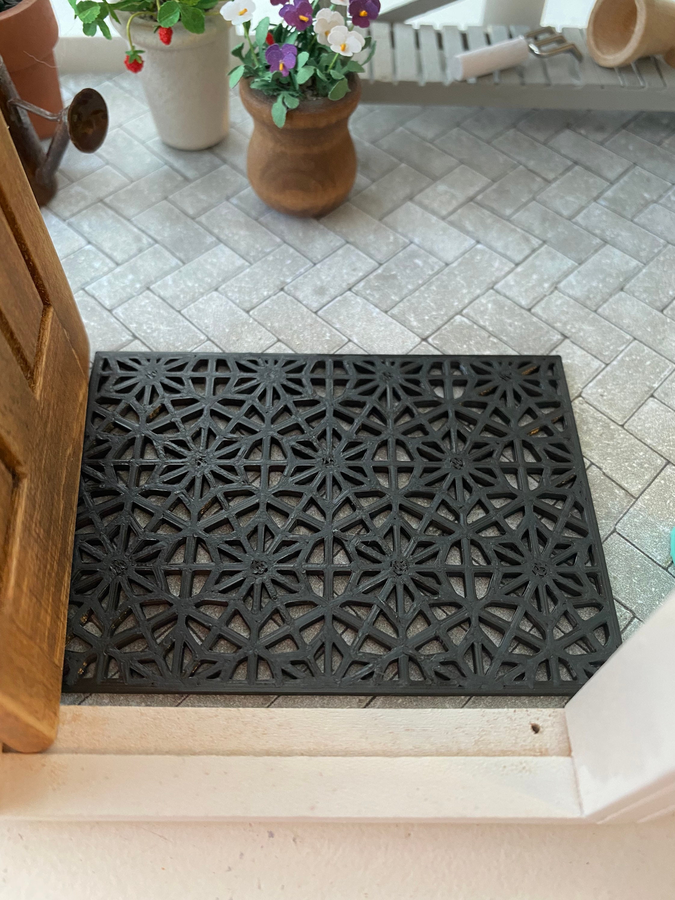 Dollhouse Miniatures rubber Lattice Doormat | Etsy
