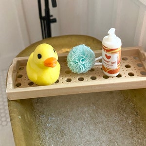 Dollhouse Miniature Bath Tray Rubber Ducky Pouf Shower Gel - Etsy