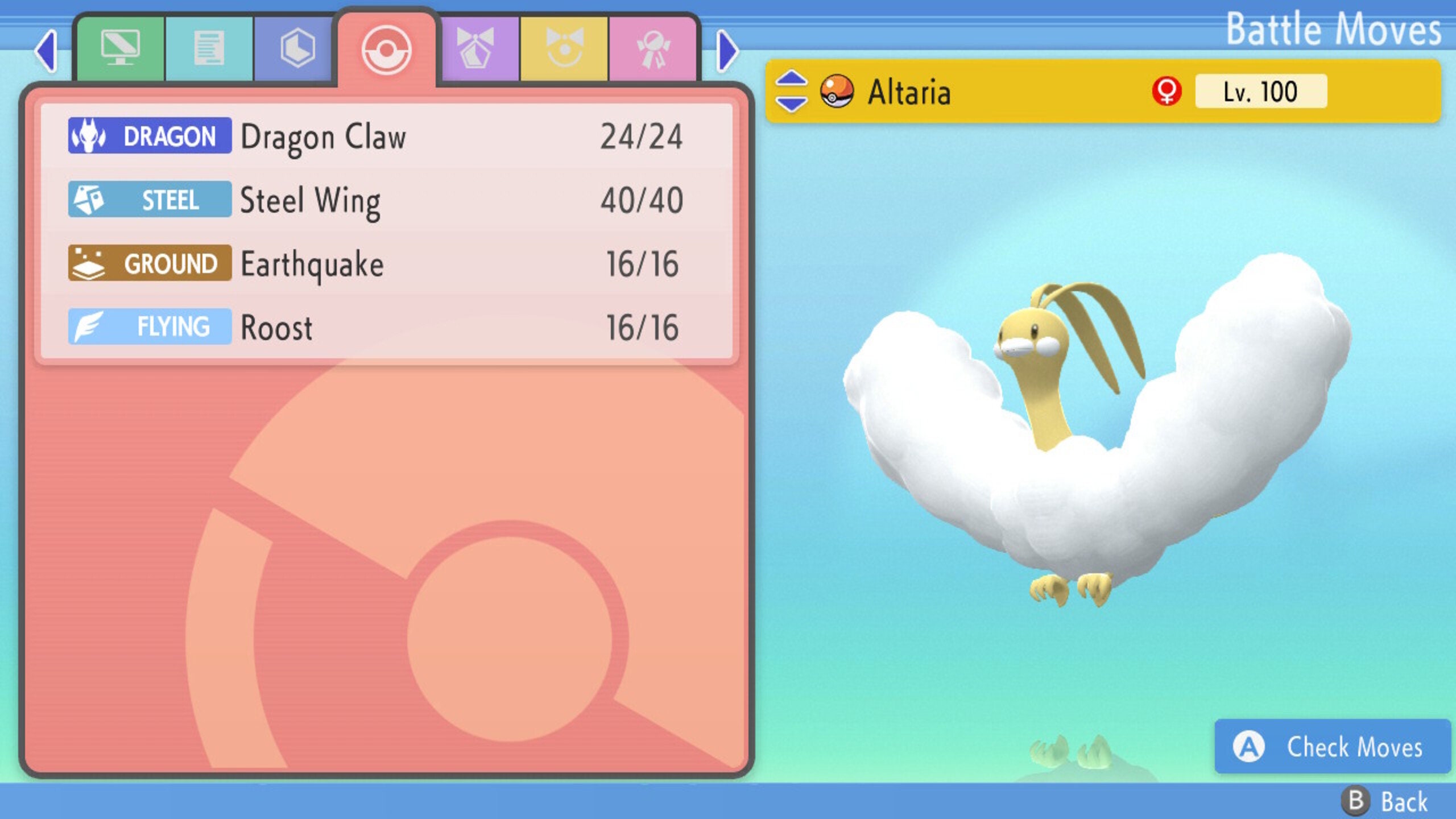 Altaria Move Set