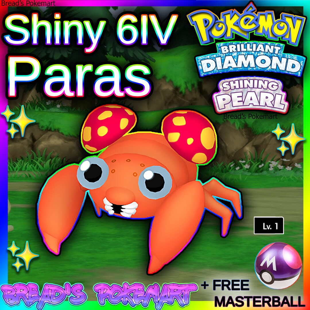 Shiny PARAS 6IV // Pokemon Brilliant Diamond & Shining Pearl - Etsy