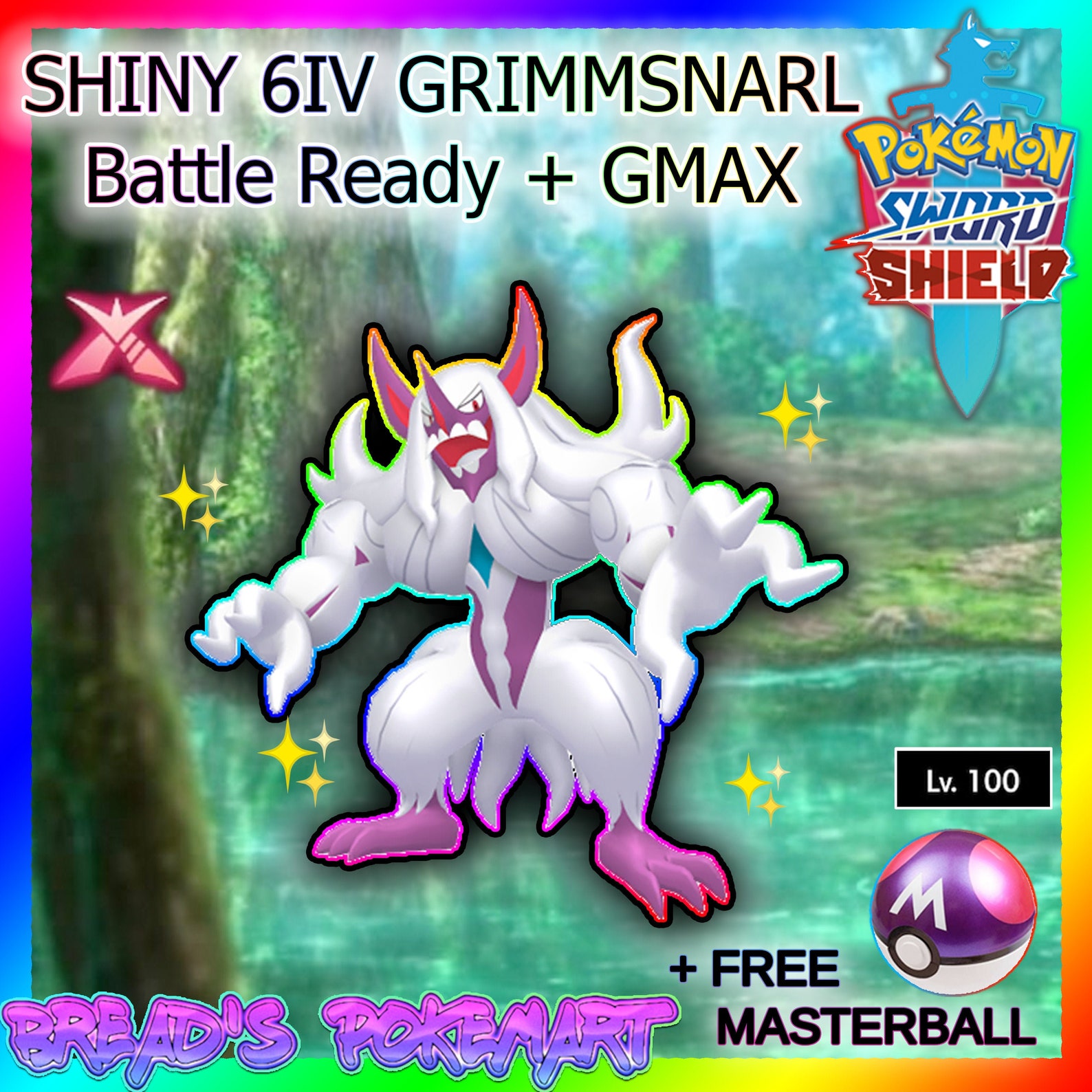 Pokemon Sword and Shield // SHINY GMAX 6IV GRIMMSNARL // Ready | Etsy