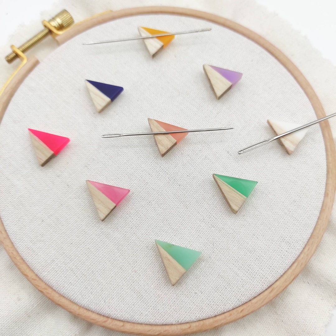 Wood and Resin Triangle Needle Minder: Embroidery Cross Stitch Tool - Etsy
