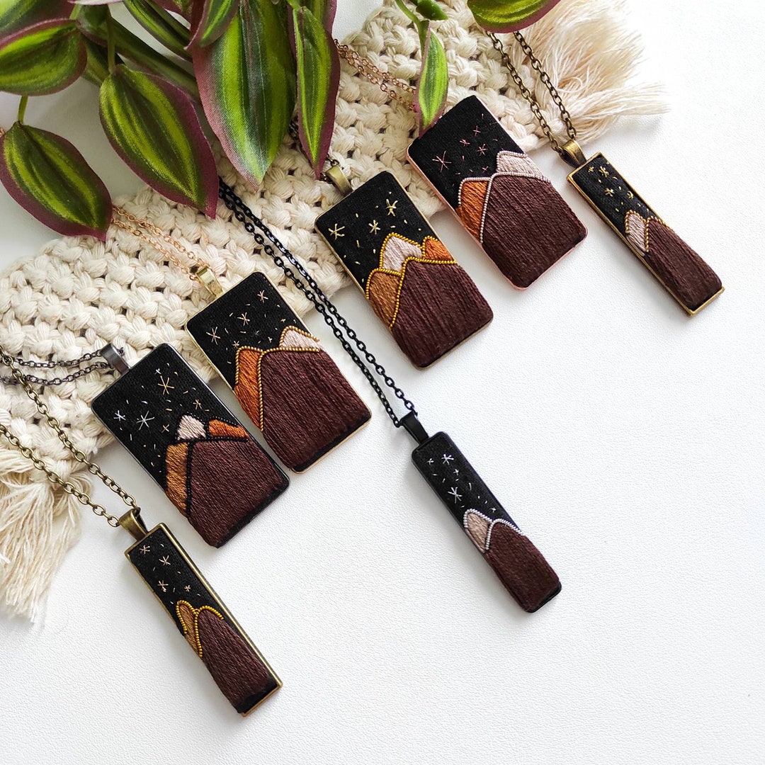 Modern Hand Embroidered Necklace,embroidered Jewelry,starry Night ...