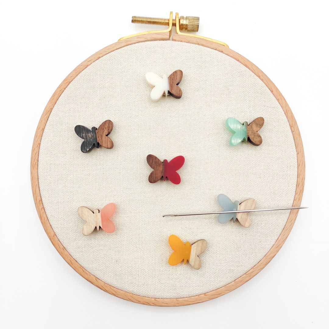 Butterfly Wood and Resin Needle Minders, Tiny Needle Minder for ...