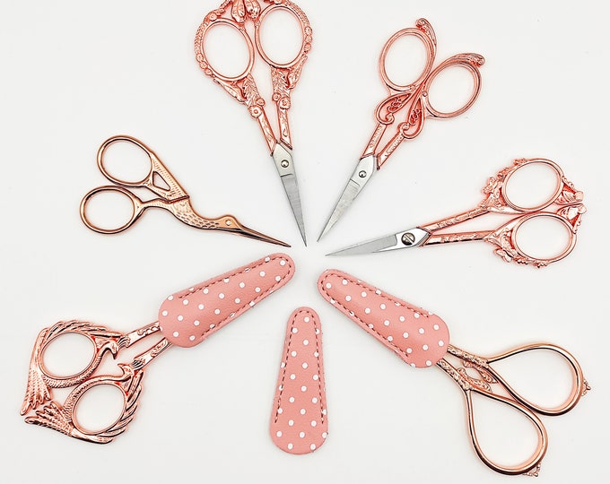 Pink Victorian Embroidery Scissors With Leather Sheath - Etsy