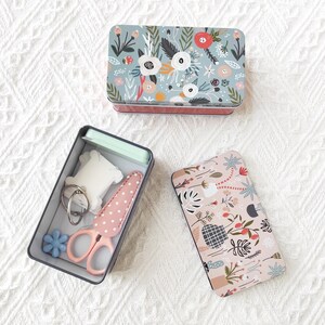 Portable Floral Tin Embroidery Tool Kit Organizer for On-the-go Sewing ...