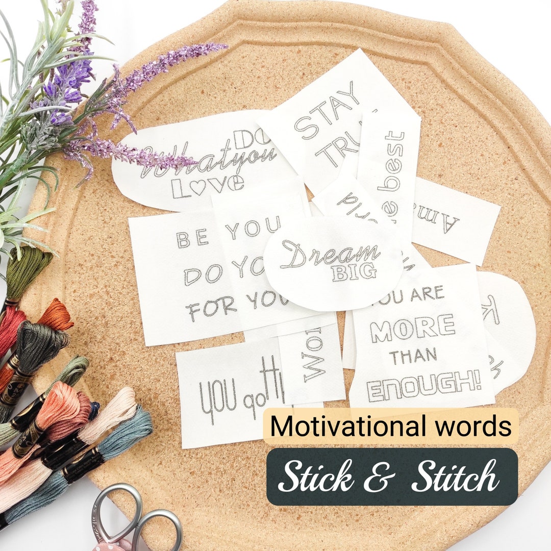 Motivational Stick & Stitch Hand Embroidery Patterns, DIY Embroidery ...