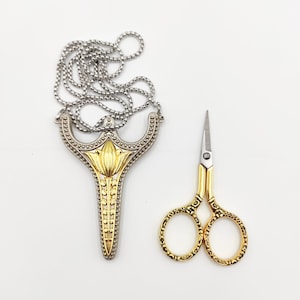 Vintage Style Scissors With Sheath and Necklace Chain, Embroidery ...