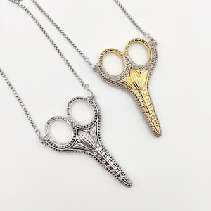 Vintage Style Scissors With Sheath and Necklace Chain, Embroidery ...