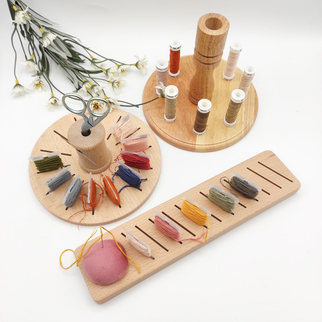 Beechwood Embroidery Floss Bobbin Rack - Thread Organizer for Crafting ...