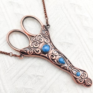 Vintage Style Scissors With Sheath and Necklace Chain, Embroidery ...