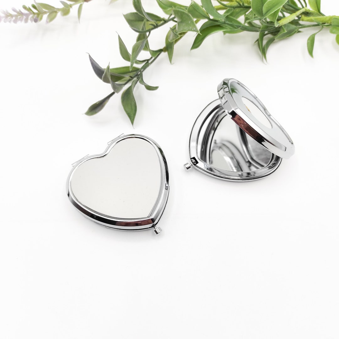 Heart Embroidery Pocket Mirror Kit Blank Compact Mirror for - Etsy