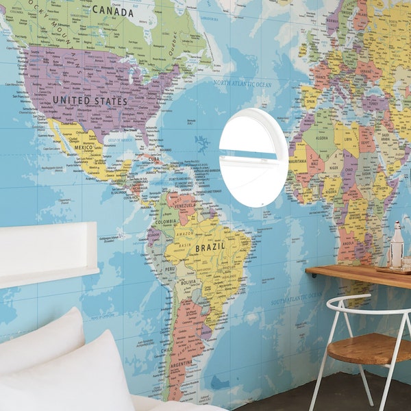 World Map Wall Decal - Etsy Canada