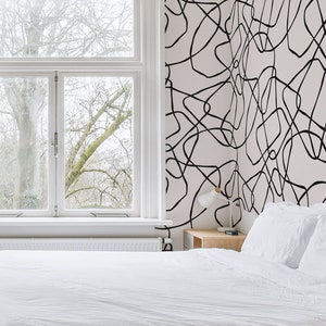 Abstract Wall Lines Wallpaper Peel and Stick Traditional Custom Size ...