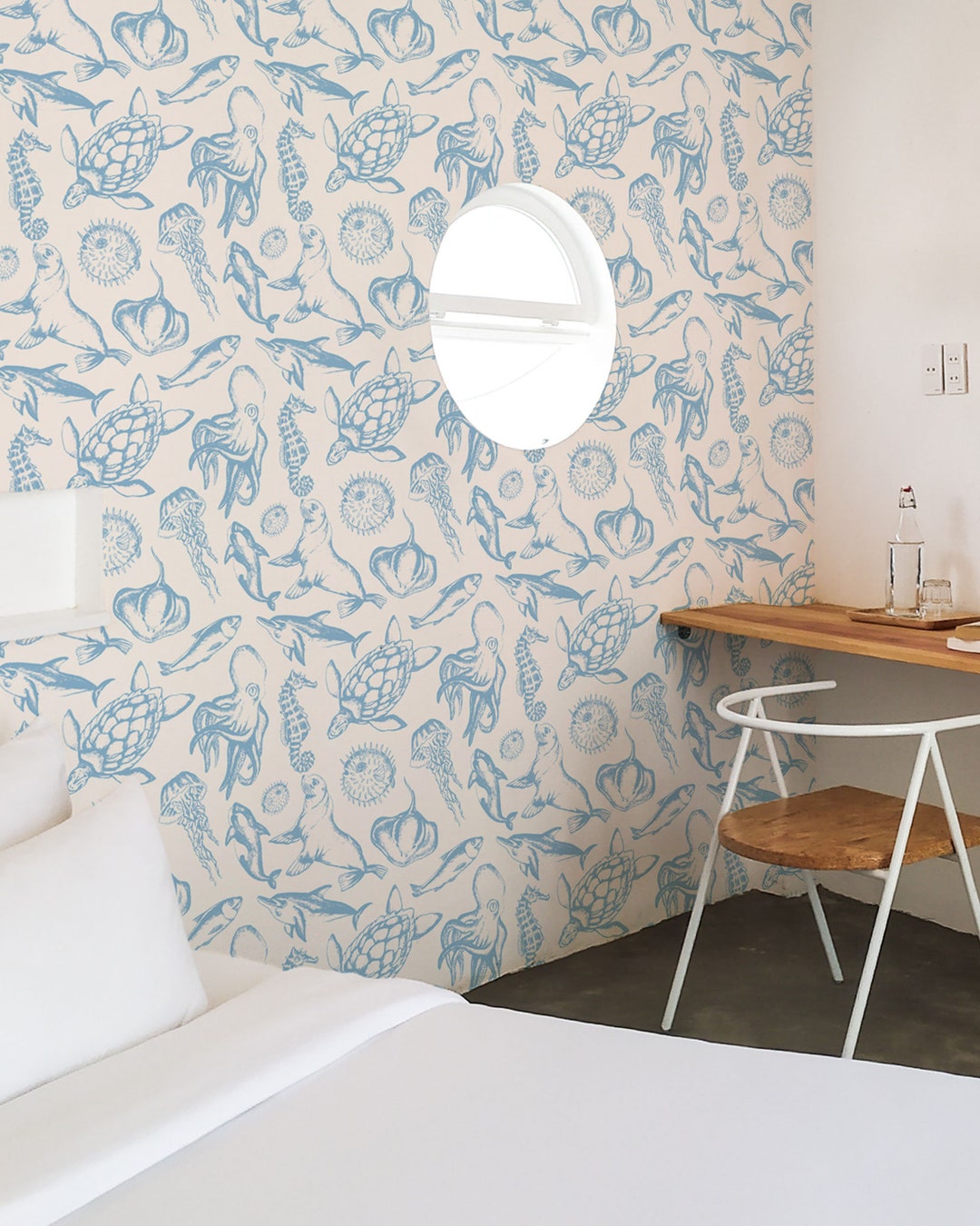 Custom Color Sea Life Peel and Stick or Traditional Wallpaper - Etsy