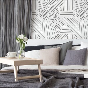 Modern Lines Wallpaper, Livingroom Wall Decor, Line Art Room Wallpaper ...