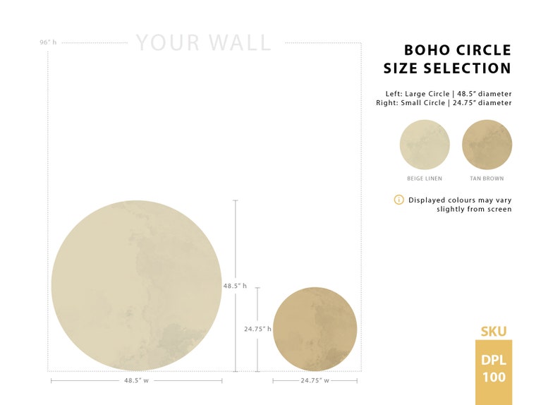 Boho Circle Decal, Removable Large Shape Accent Wall Sticker ...