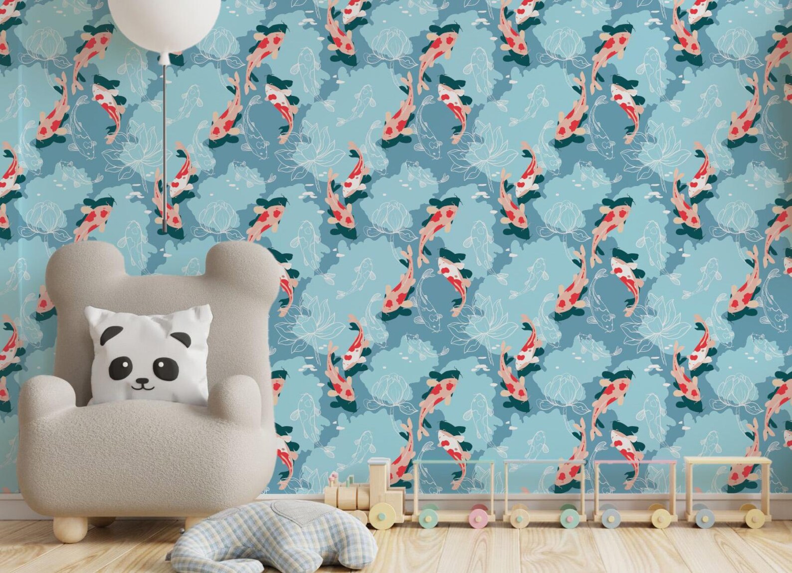 Koi Fish Pond Peel and Stick Wallpaper Bathroom Decor Traditional ...