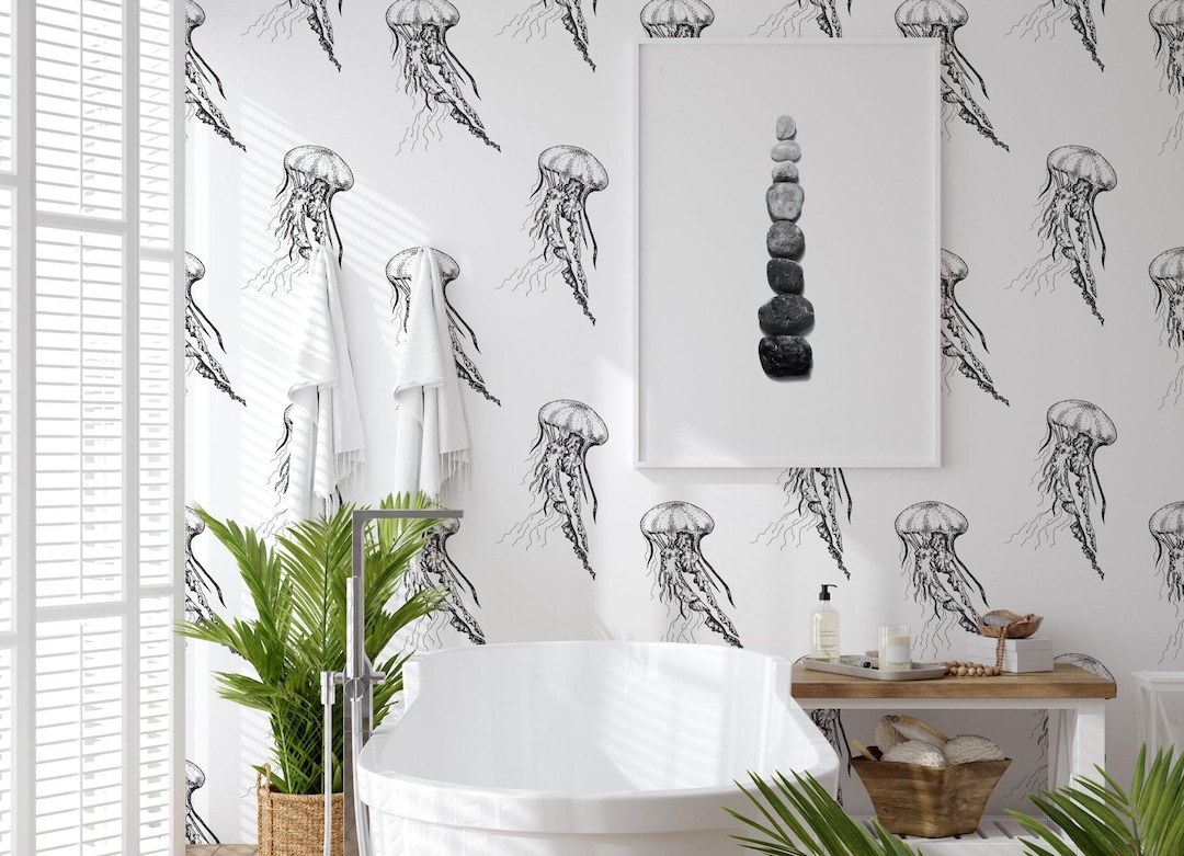 Midnight Medusa Jellyfish Wallpaper, Customizable Peel and Stick or ...