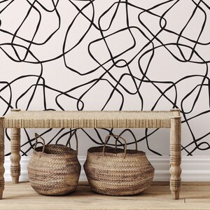 Abstract Wall Lines Wallpaper Peel and Stick Traditional Custom Size ...