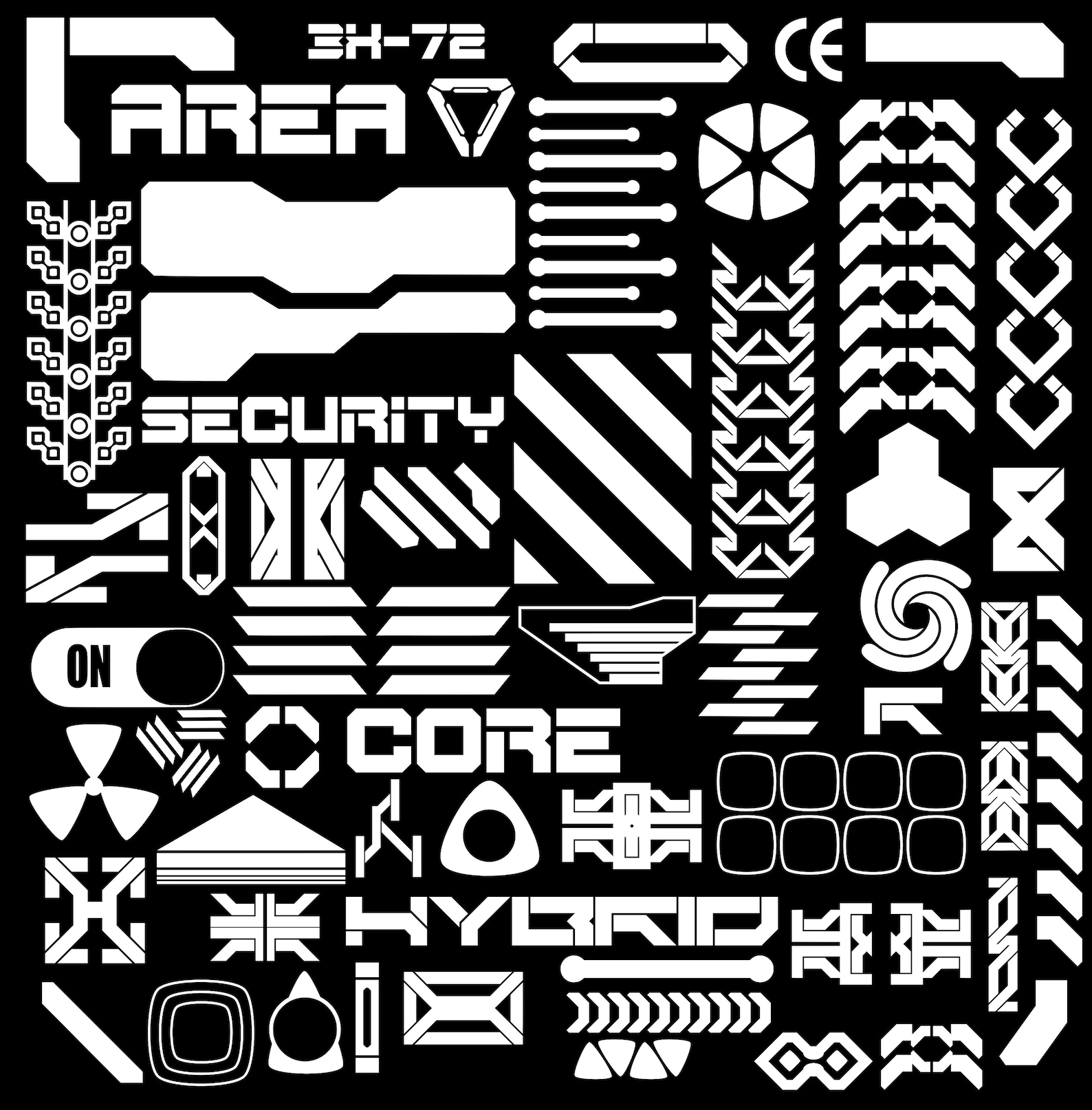 100 futuristic sci fi shapes logos Elements Decals / Symbols | Etsy