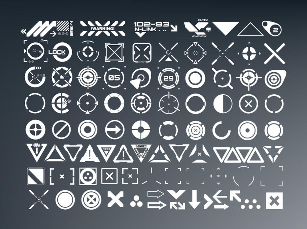 80 Cyber UI Techwear Icons Crosshair Elements Vector Decal - Etsy Canada