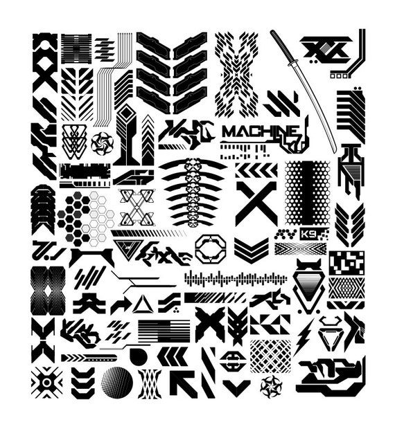 80 Techwear Shapes Logos Pattern & Icons Editable Vector Pack | Etsy ...