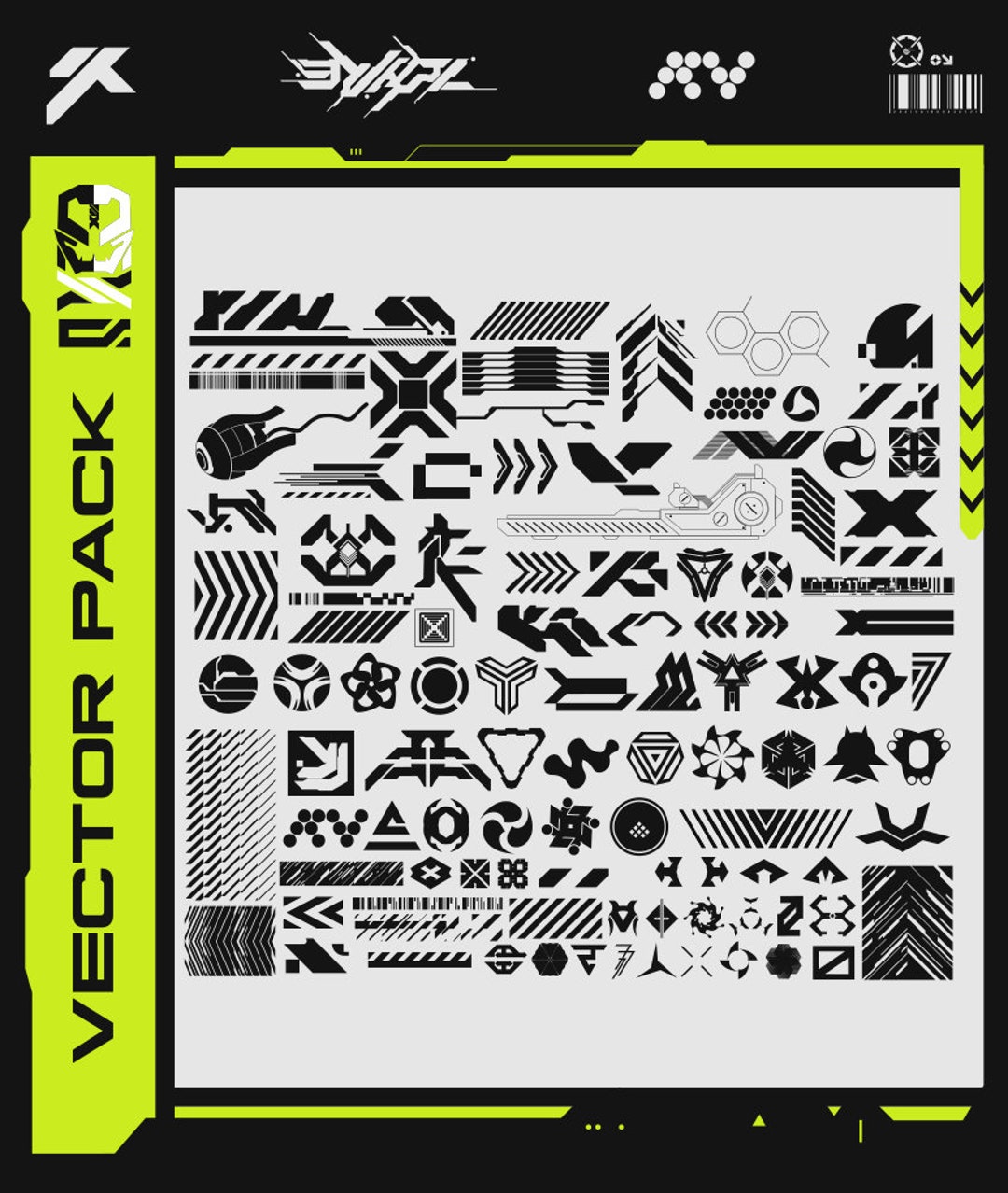 100 Techwear Elements Shapes Icons & Logos Editable Vector - Etsy