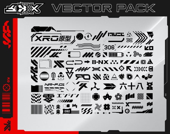 100 Techwear Decal Elements Cyberpunk Logos & Icons Vector - Etsy