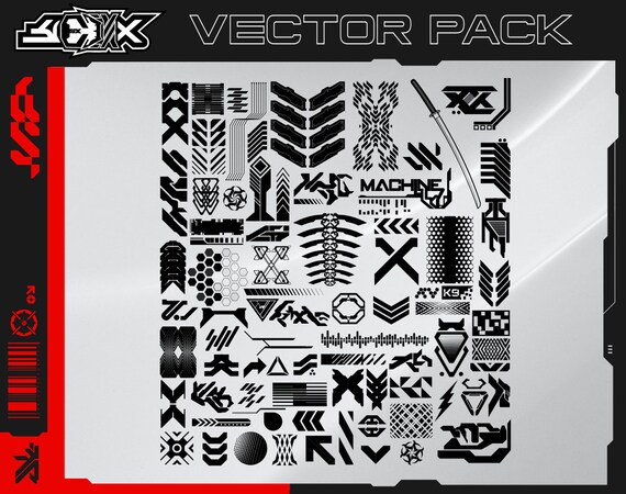 80 Techwear Shapes Logos Pattern & Icons Editable Vector Pack - Etsy India