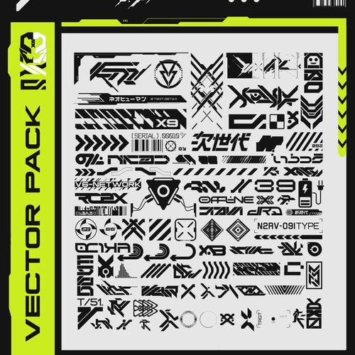 80 Techwear Shapes Logos Pattern & Icons Editable Vector Pack - Etsy ...