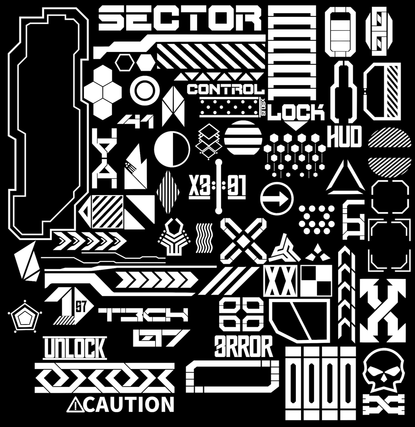 100 futuristic sci-fi Tech Elements Decals / Symbols / Shapes | Etsy
