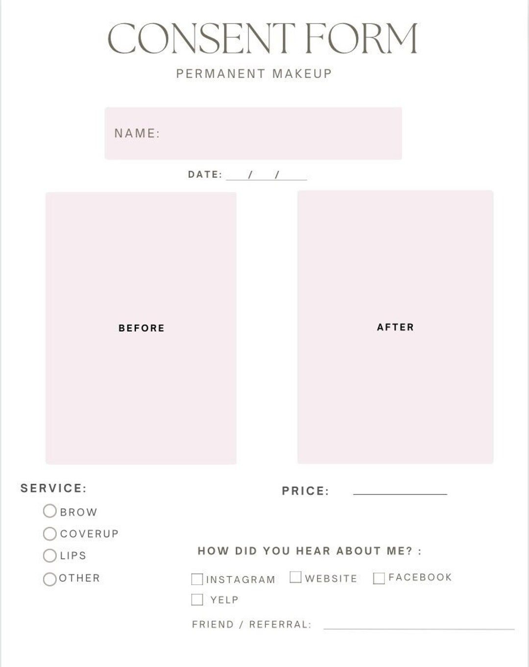 Permanent Makeup Digital Consent Forms for Brows,microblading,lip Blush ...