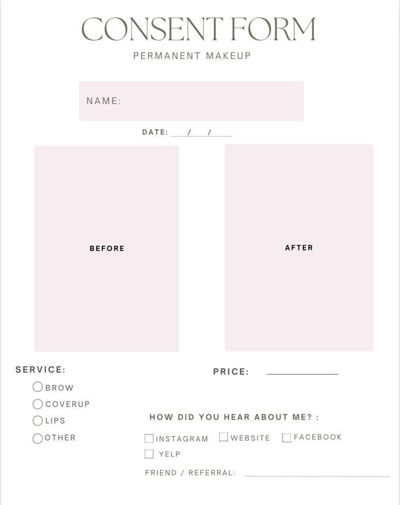 Permanent Makeup Digital Consent Forms for Brows,microblading,lip Blush ...