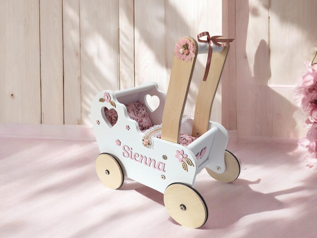 Wooden Doll Stroller, Push Carriage, Baby Walker, Push Toy, One Year ...